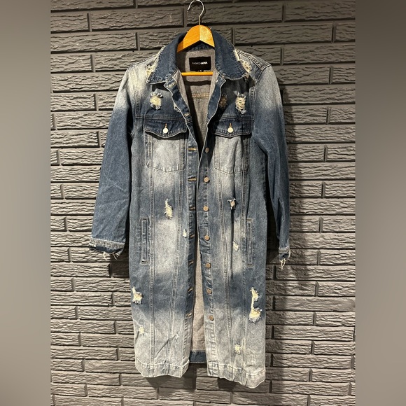 Fashion Nova | Jackets & Coats | Fn Distressed Denim Trench Womans Med ...